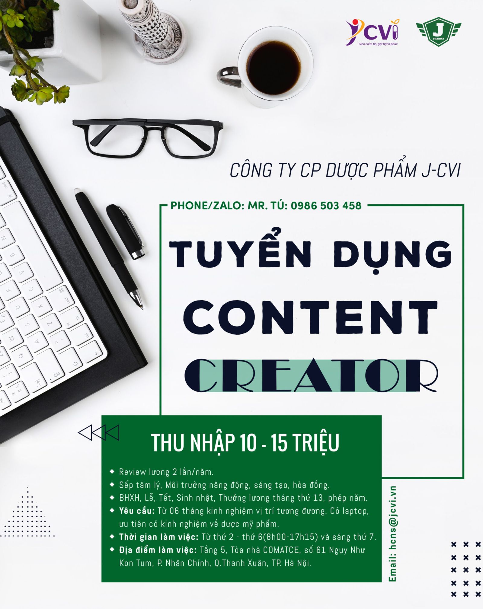 TUYỂN DỤNG CONTENT CREATOR – JCVI